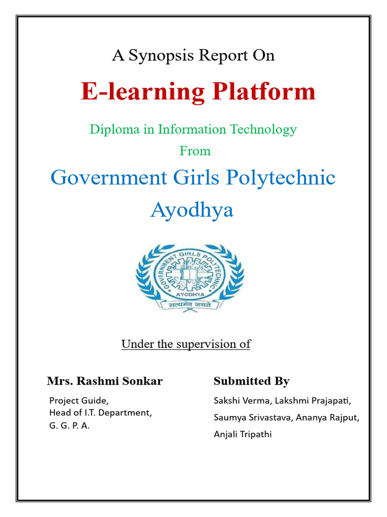 e-learning platform synopsis | PDF | Educational Technology | Cyberspace