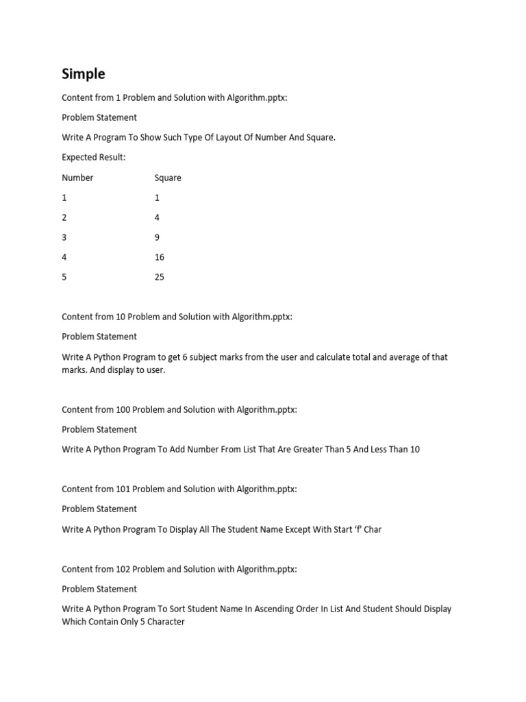300++Problems | PDF | Python (Programming Language) | Microsoft Excel