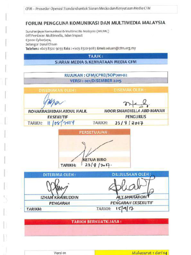 Sop Siaran Akhbar Dan Kenyataan Media CFM | PDF