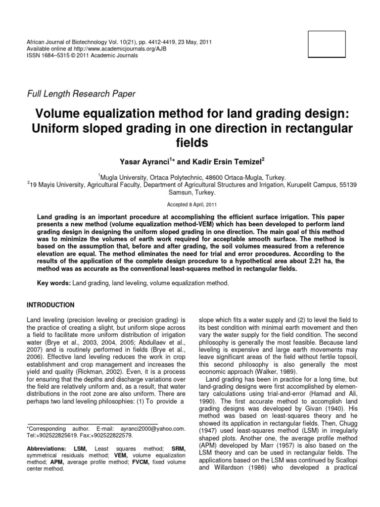 volume_equalization_method_for_land_grading_design | PDF | Area ...