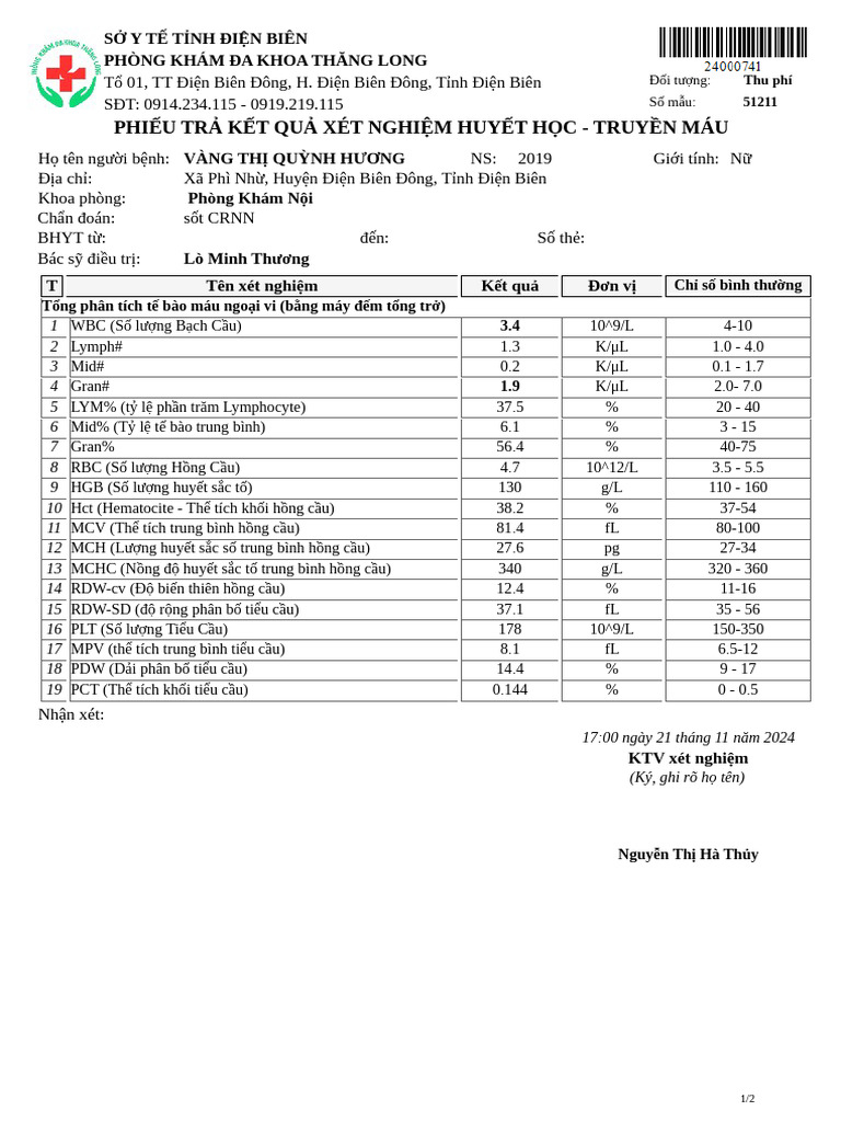 RPT Phieu Tra Ket Qua | PDF