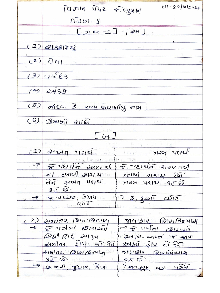 Std 6 Science Paper Solution 2024 | PDF