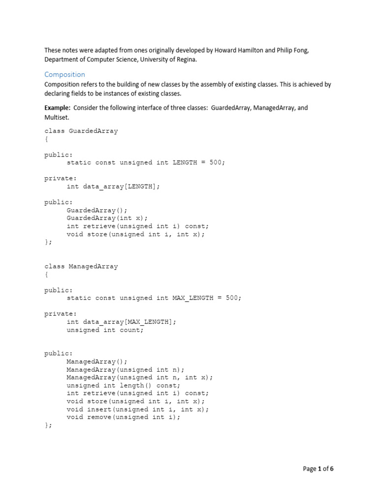 Class Composition in C++ Guide | PDF | Computer Programming | Software Engineering