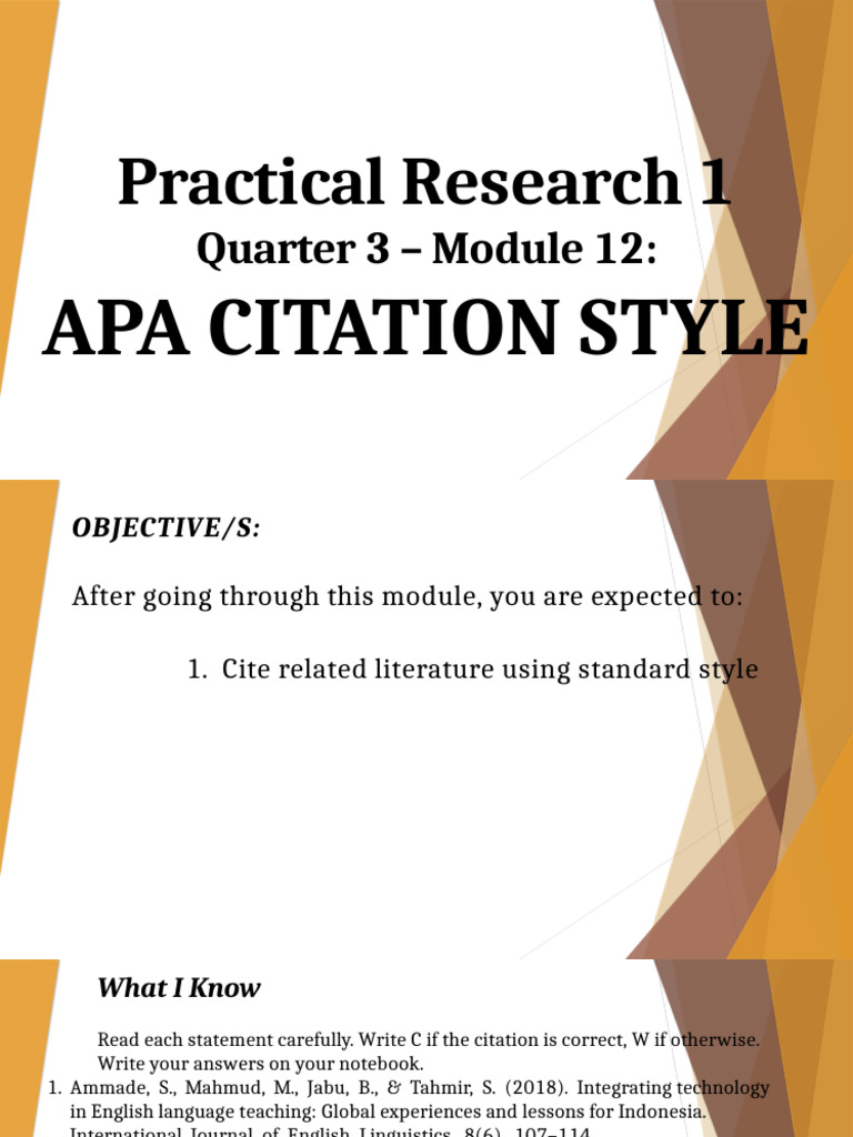 Practicalresearch1 q3 Mod12 Apacitationstyle Final | PDF | Citation | Plagiarism