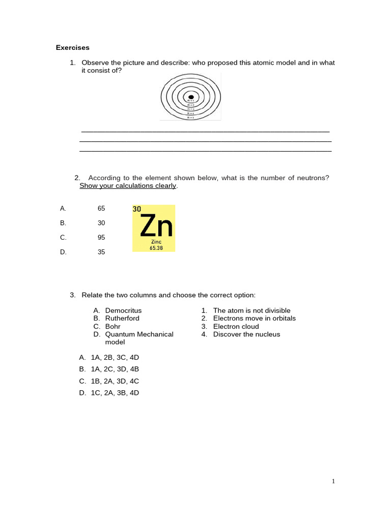 Exercises - Atom | PDF