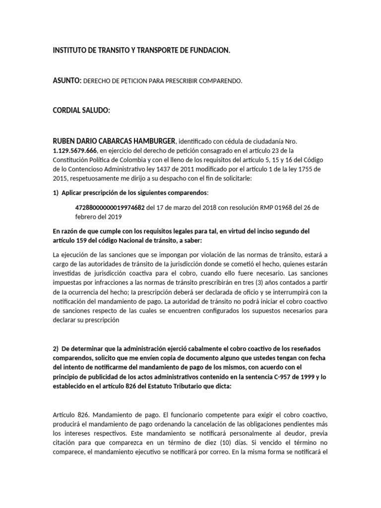 Instituto de Transito y Transporte de Fundacion Ruben | PDF | Estatuto ...