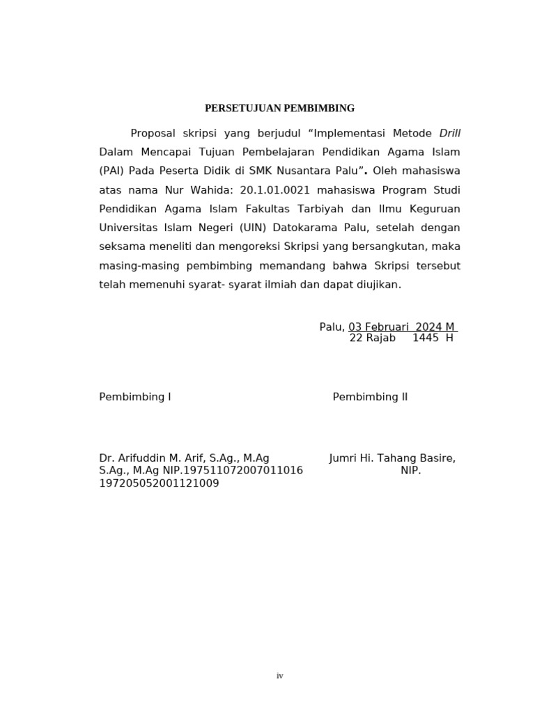 Hal Pengesahan Wahidd | PDF