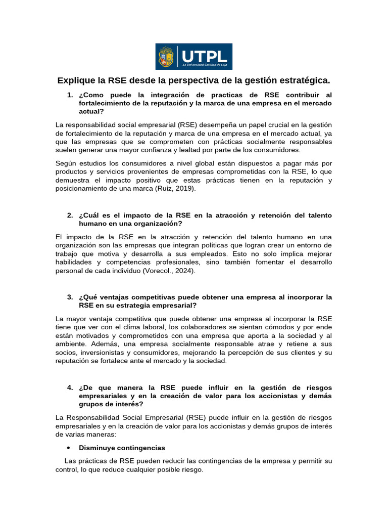 RSE y su Impacto en Estrategias Empresariales | PDF | Responsabilidad ...