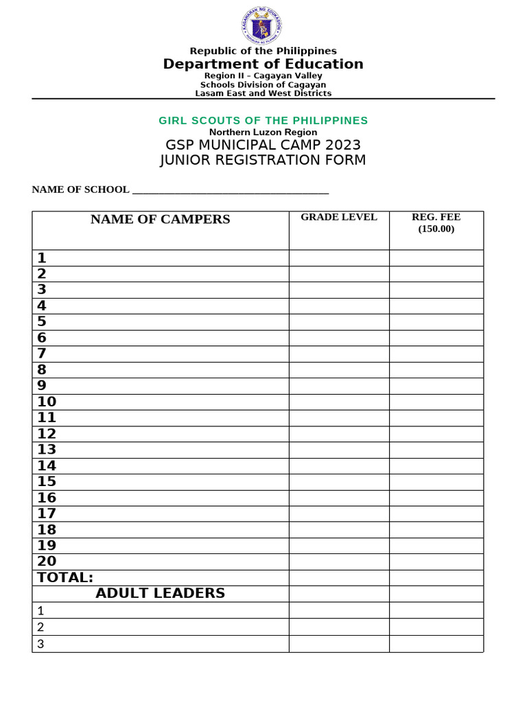 Registration Form For GSP 2023 | PDF