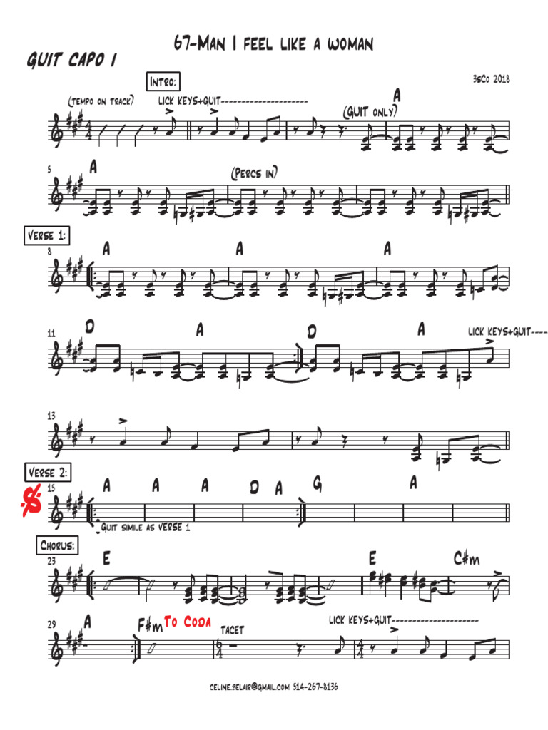 67-Man I Feel Like A Woman CHART GUIT CAPO 1 | PDF