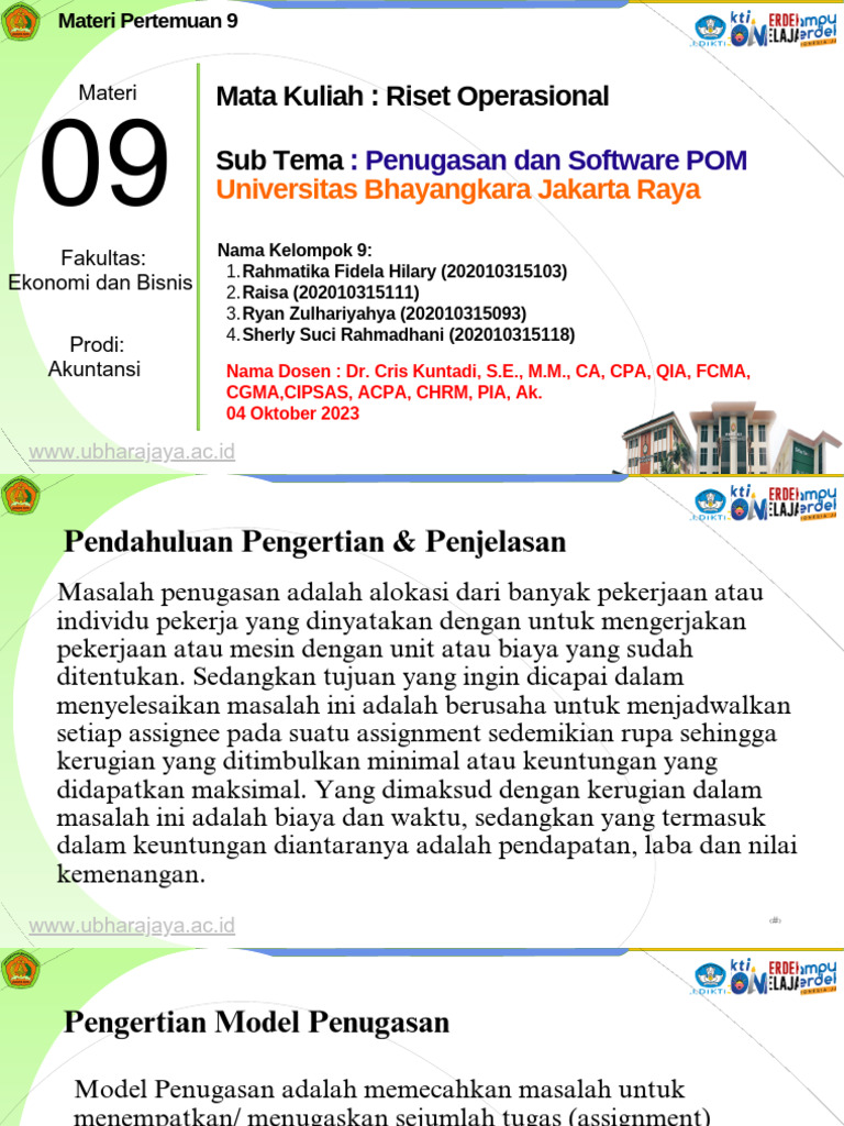 Kelompok 3 Riset Operasional 7A02 Akuntansi.pptx 20231129 195711 0000 | PDF