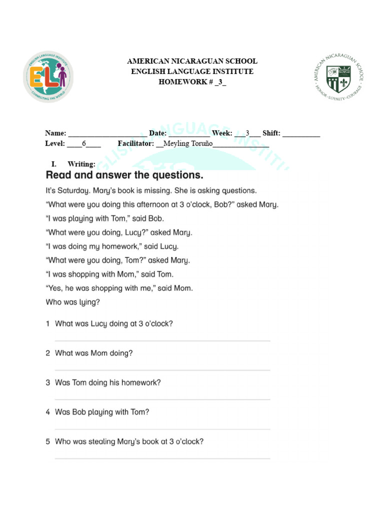 English Homework Level 6 Guide | PDF