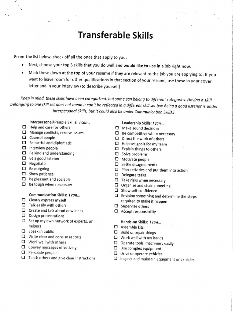 Transferable Skills | PDF