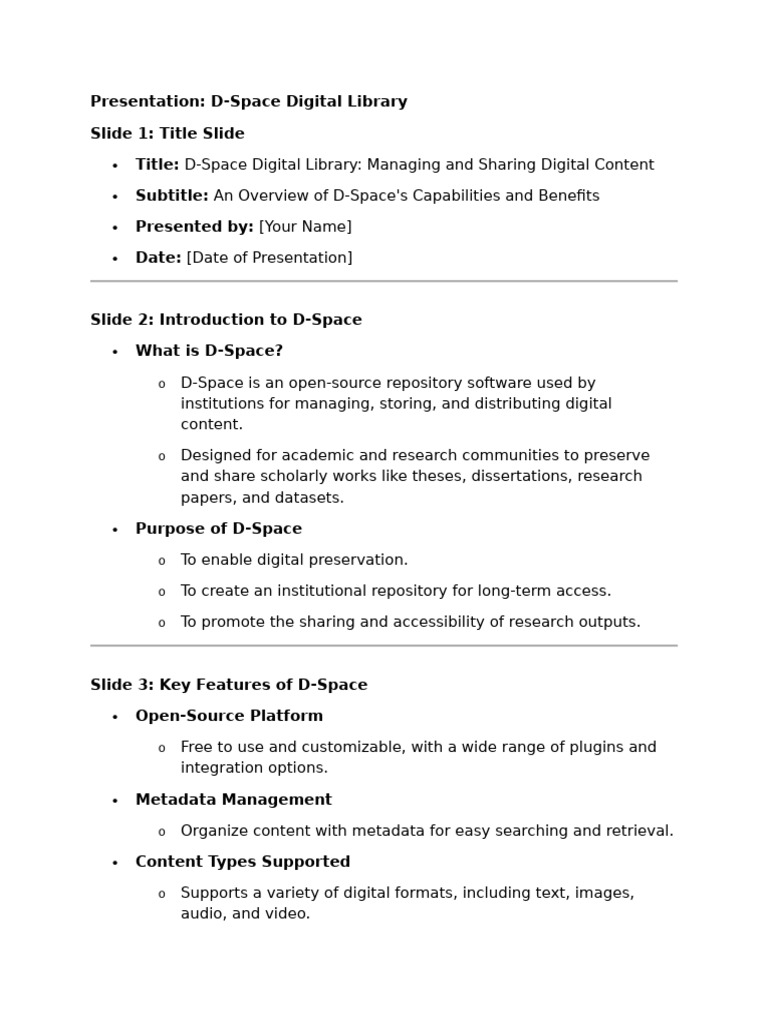 D- space Presentation | PDF | Metadata | Digital Library