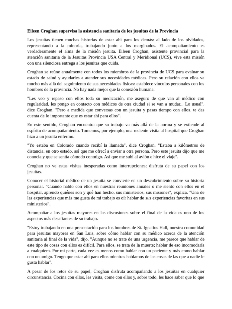 spanish version Eileen Croghan Profile v2 | PDF | Hospital