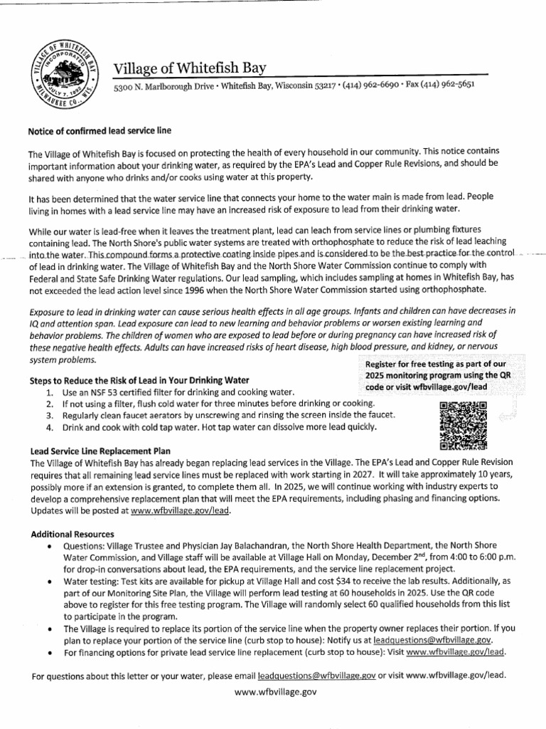 Village of WFB Lead Notice | PDF