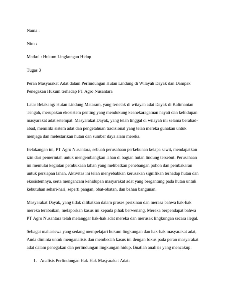 Jawaban TGS 3 Hukum Lingkungan Hidup | PDF