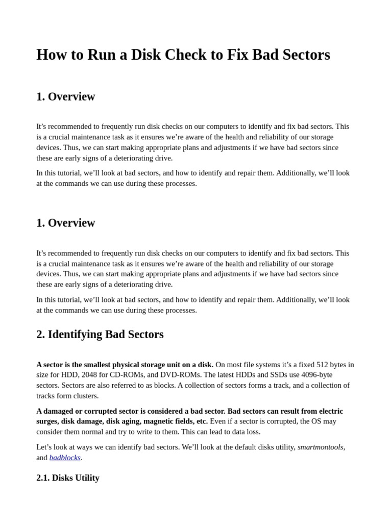 How to Run a Disk Check to Fix Bad Sectors | PDF | Hard Disk Drive | Computer Data