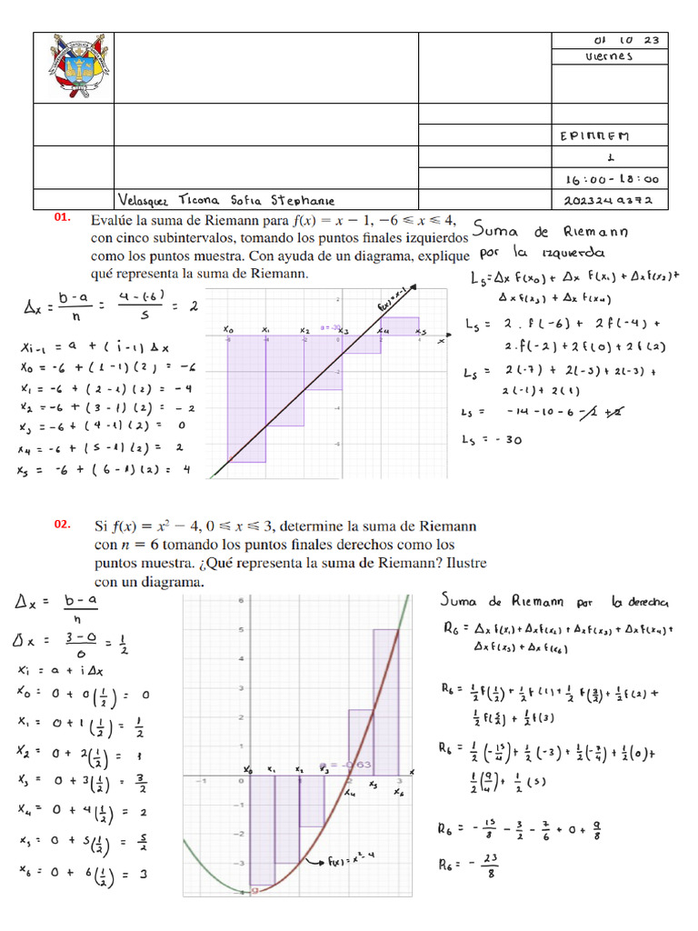 Practica 09 Integral Definida - 231110 - 114143 | PDF