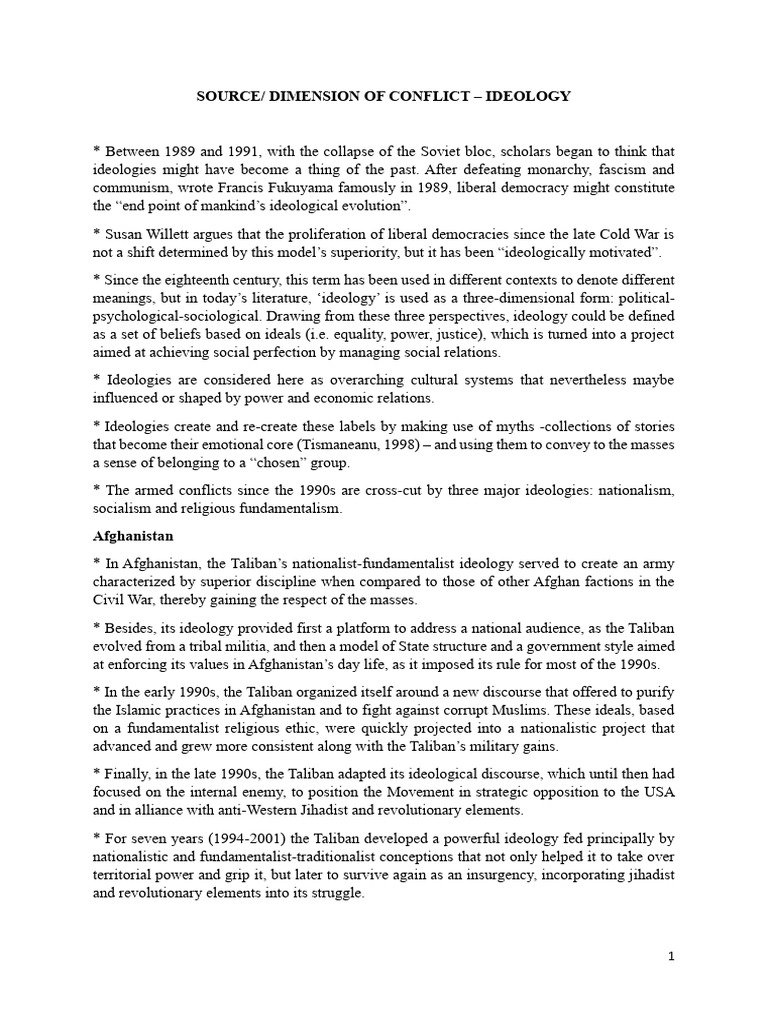 Ideology As Source of Conflict | PDF | Taliban | Political Science