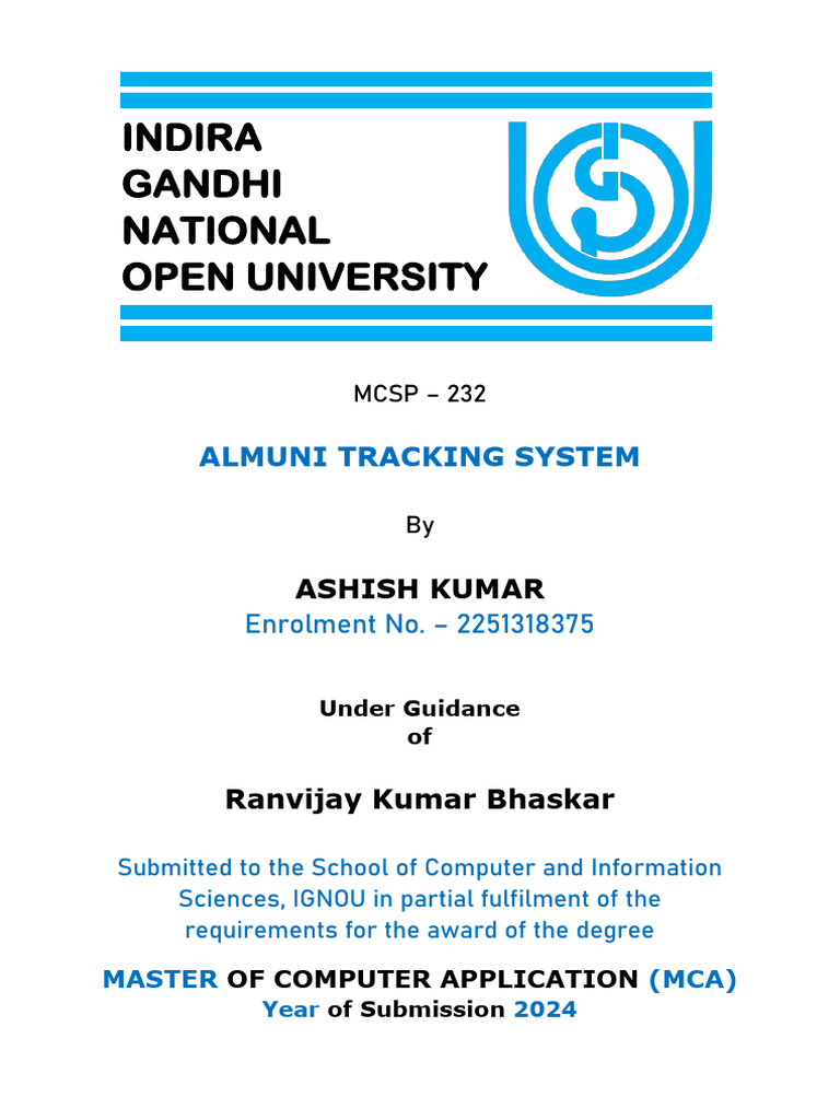 Front Page of IGNOU and ID Card of Ashish Kumar | PDF