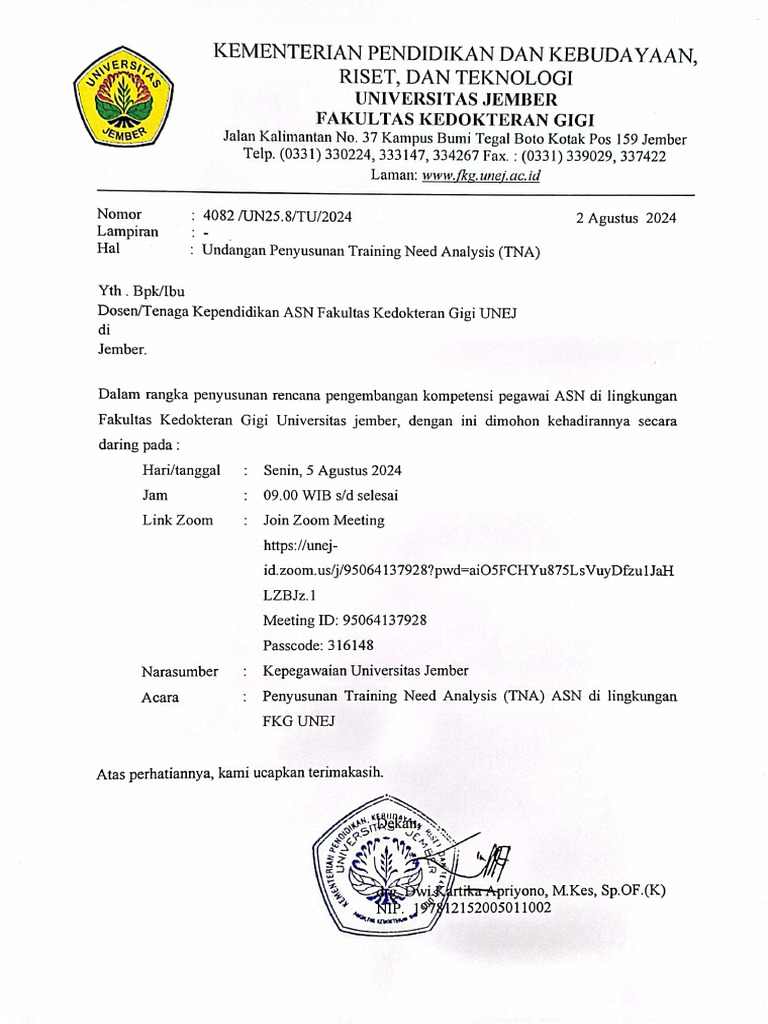 Undangan Penyusunan TNA | PDF