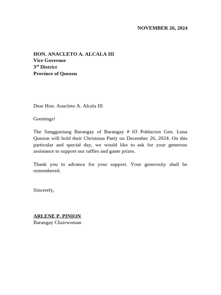 Vice Gob Solicitation Letter | PDF