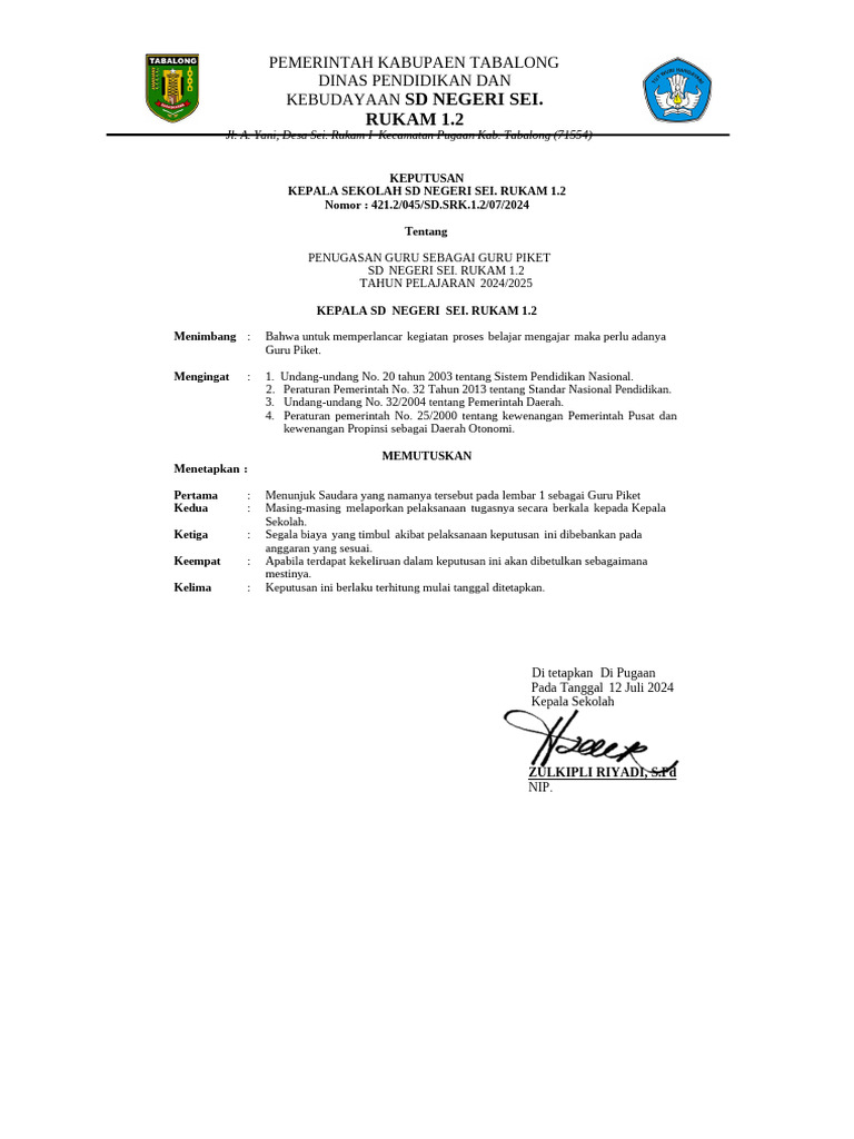 SK Guru Piket Sei - Ruk | PDF