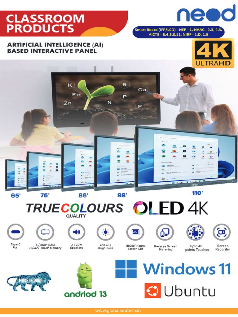Neod Interactive Flat Panel and Digital Classrom Product Profile | PDF ...