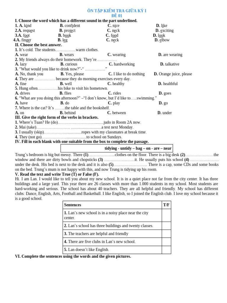 5 ĐỀ GIỮA KỲ 1. ANH 6 | PDF | Couch