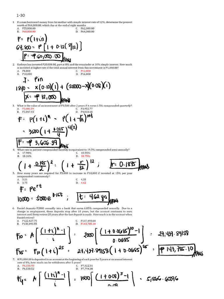 Engineering Economy Practice Problem Solution | PDF