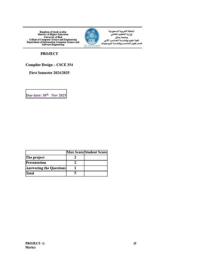 PROJECT_ CSCE 354.docx | PDF