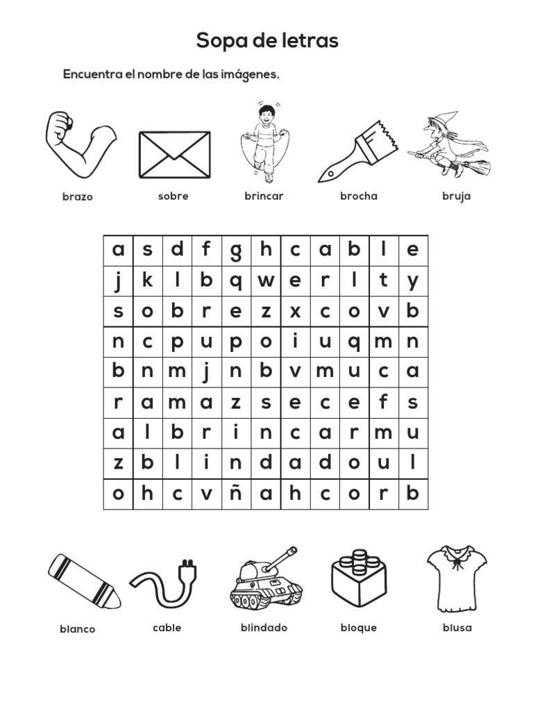Sopa de Letras de Silabas Trabajas | PDF