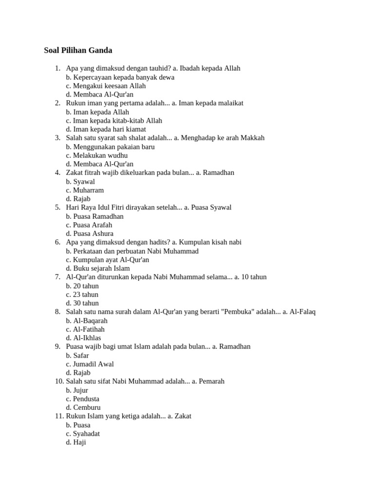 Soal Uas Pai Kelas Vii Semester Ganjil | PDF