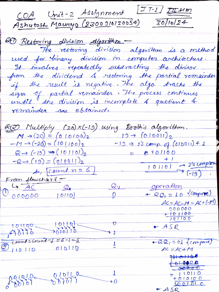 COA Assignment 2 - Ashutosh | PDF | Elementary Mathematics | Arithmetic