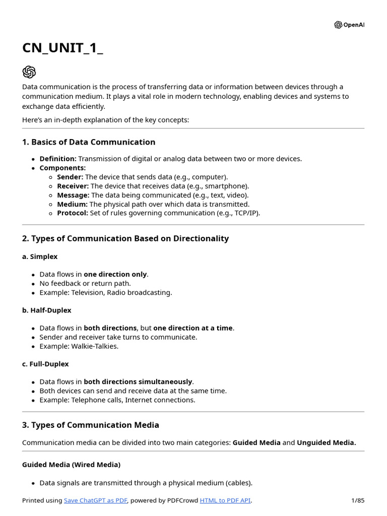 CN_UNIT_1_ | PDF | Computer Network | Osi Model