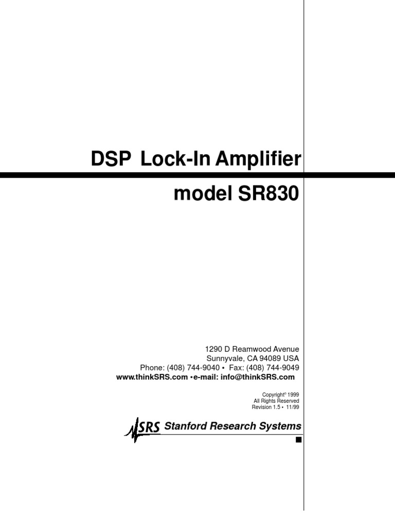 DSP Lock-In Amplifier Model SR830: Stanford Research Systems | PDF ...