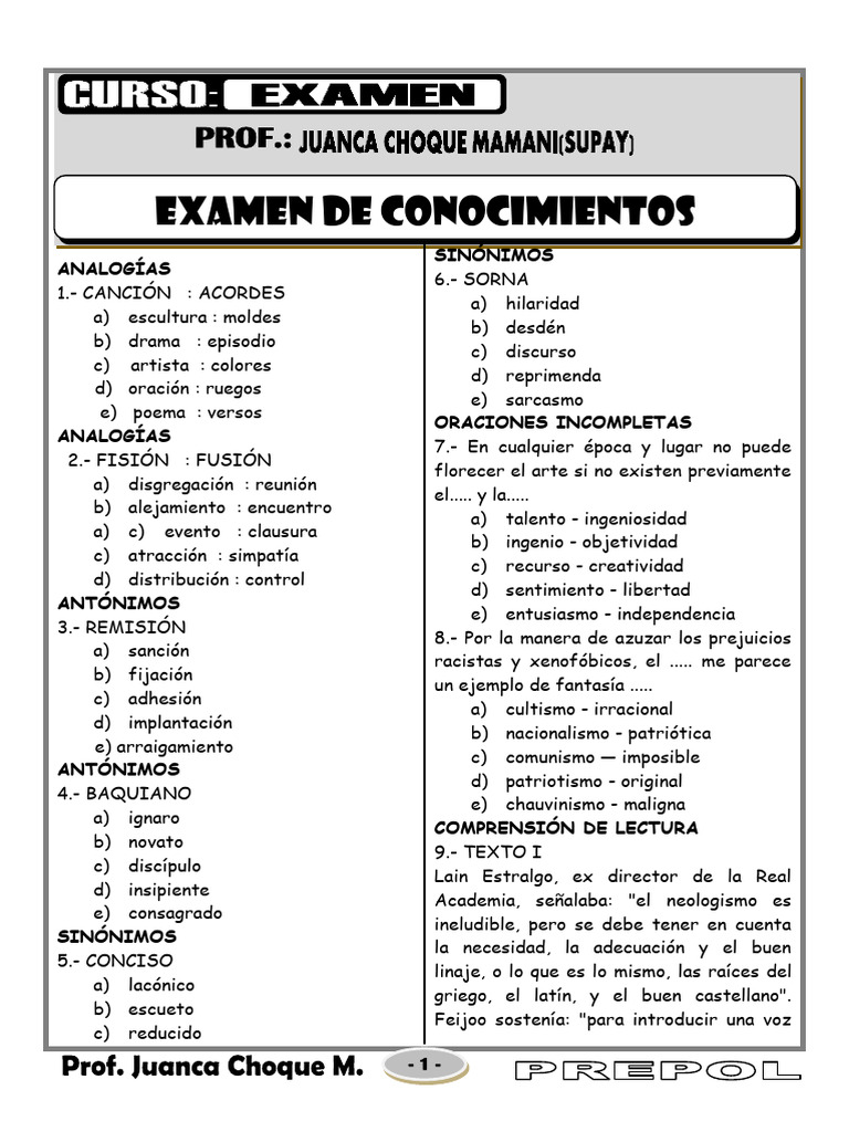 Examen de Conocimientos Prepol 2024 | PDF | Imperio Inca | Derechos humanos