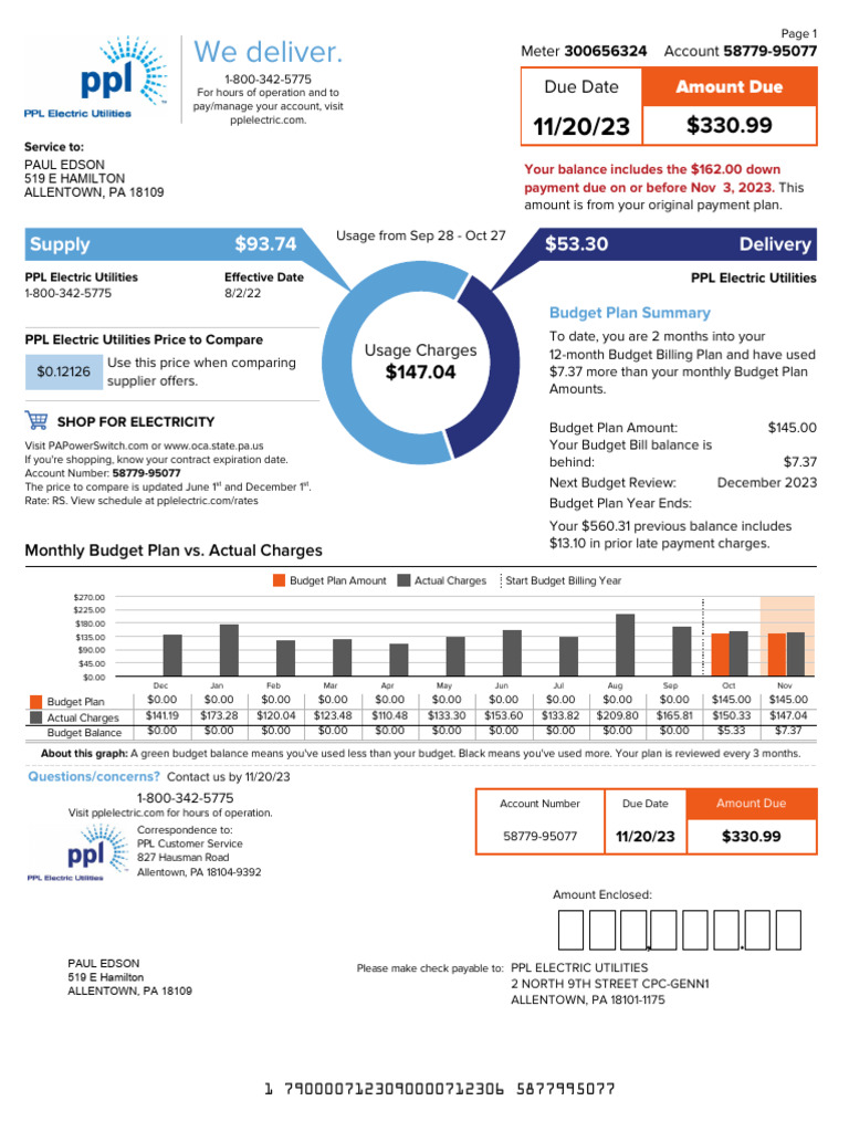 Utility bill p.e | PDF | Public Utility | Electric Power Transmission