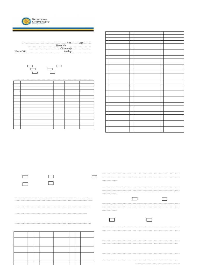 Medical Examination Form Template | PDF | Headache | Hepatitis