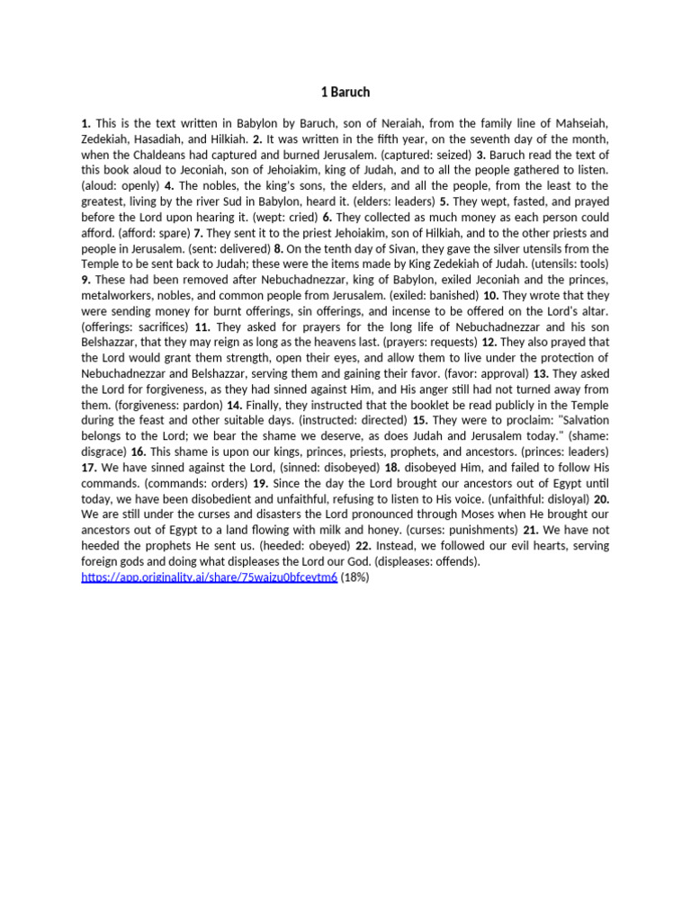 The Book of Baruch.... 1 Baruch | PDF | Babylonian Captivity | Old ...