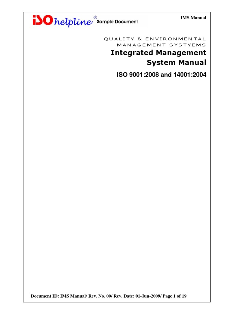 Ims Manual Iso 9000 Iso 14000 | PDF | Iso 9000 | Quality Management System