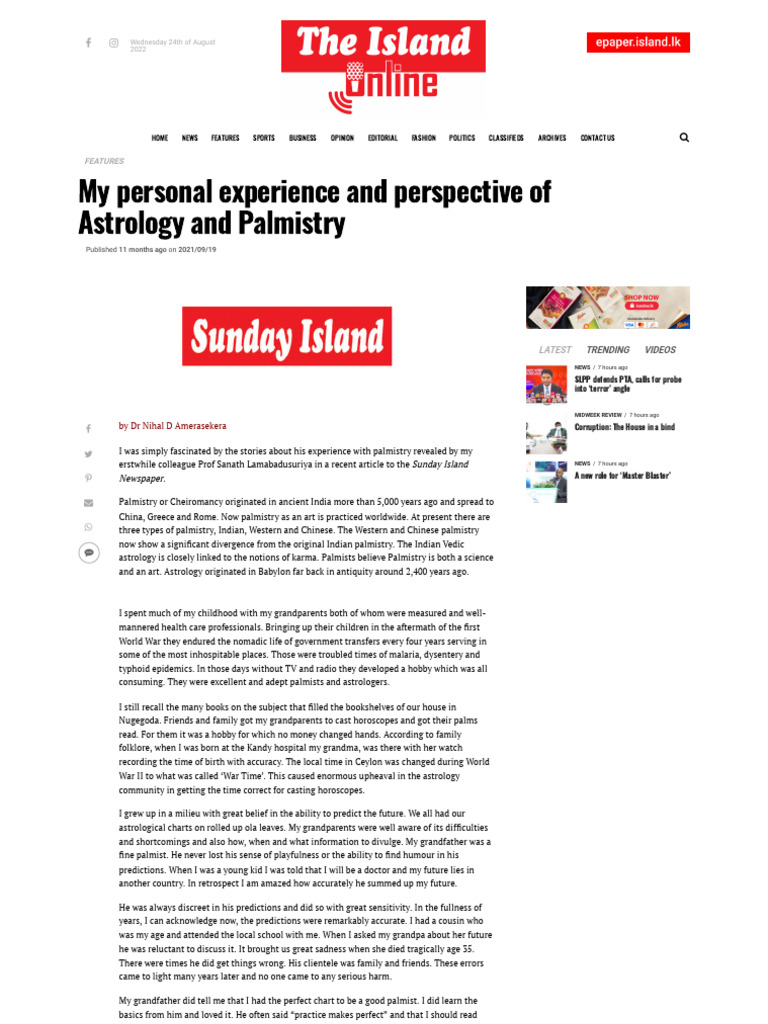 My personal experience and perspective of Astrology and Palmistry – The ...