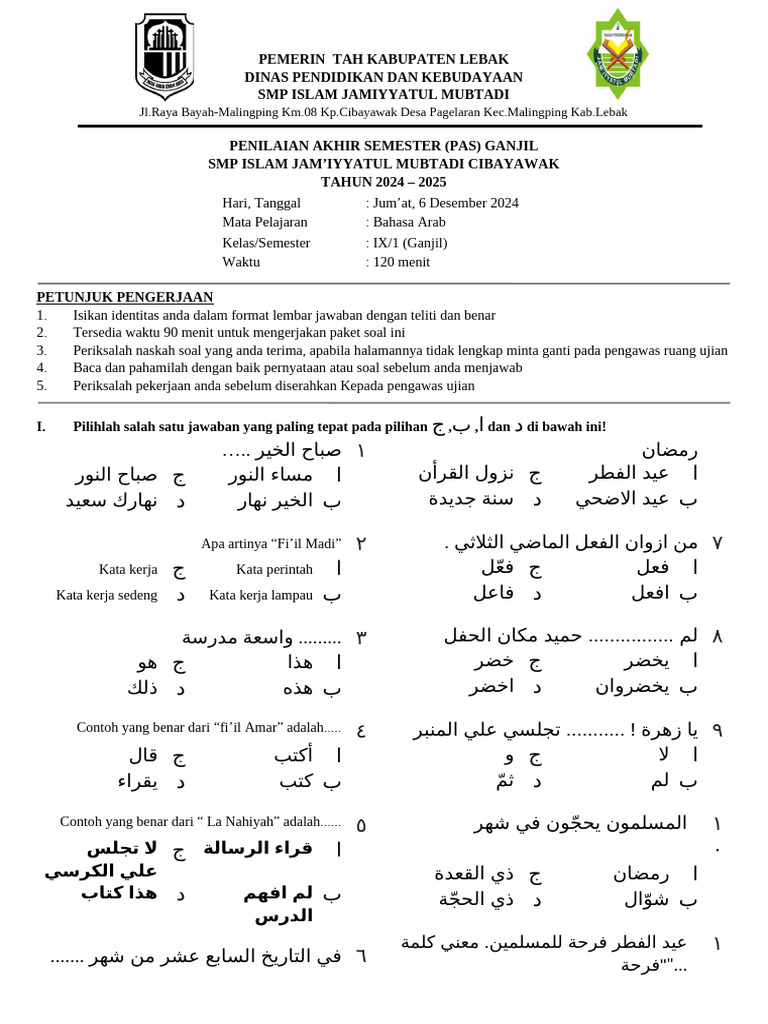 Bahasa Arab Kls Ix | PDF