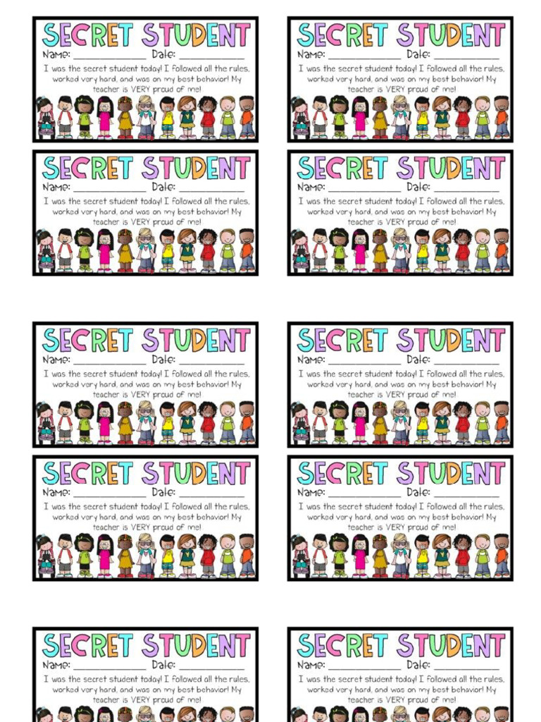 Secret Student Cards | PDF