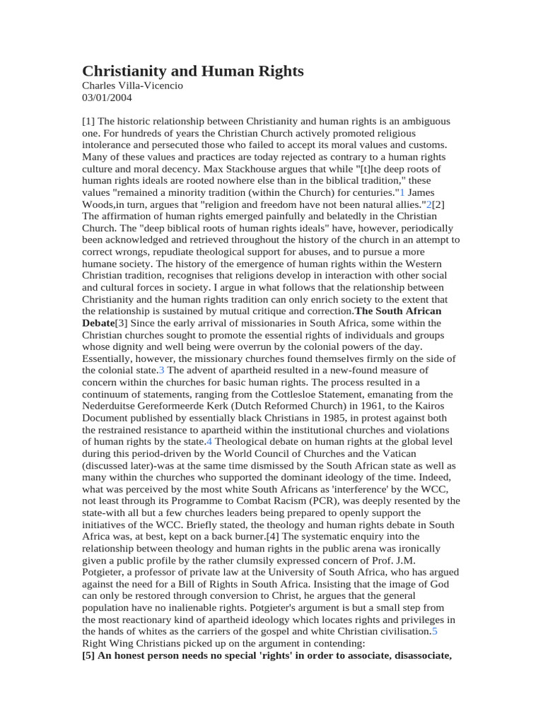 Christianity and Human Rights | PDF | Catholic Church | Calvinism