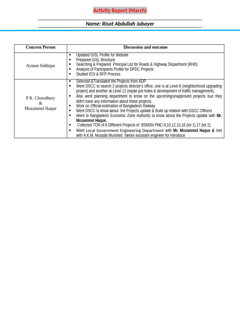 Monthly Report | PDF