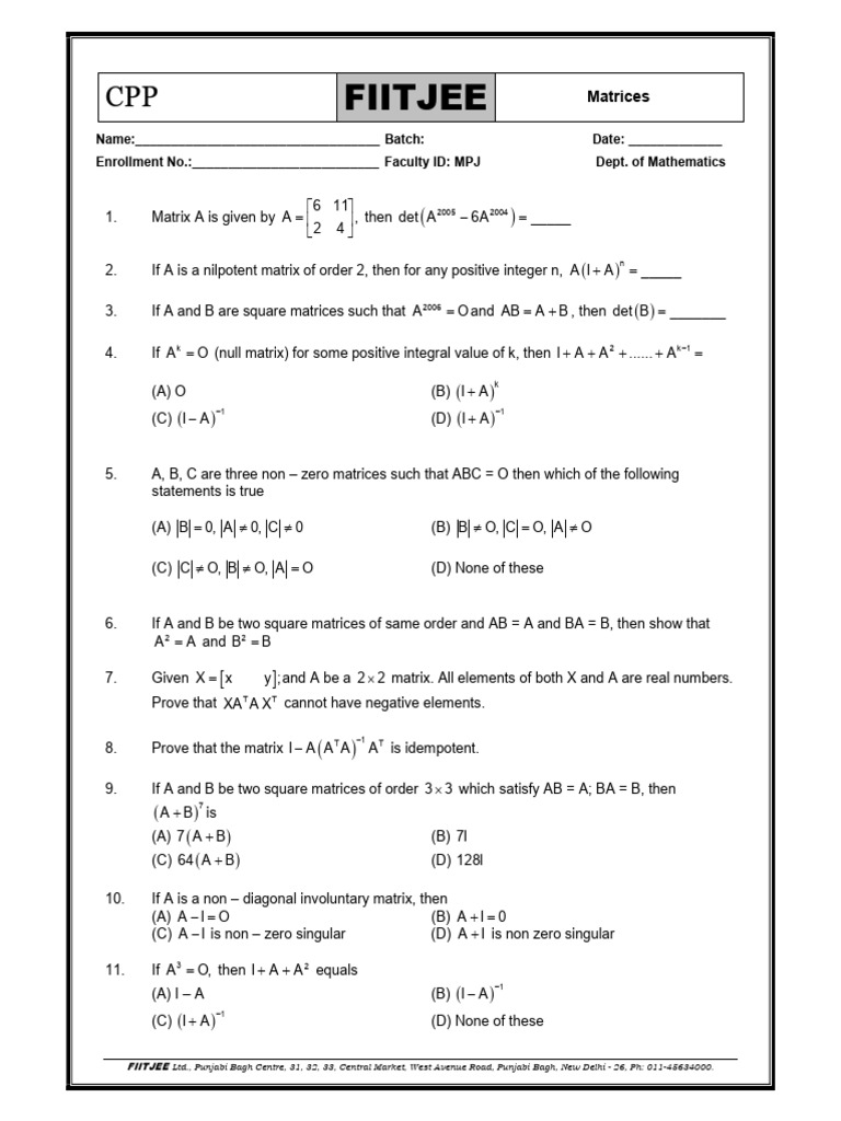 Matrices SOLUTIONS | PDF | Matrix (Mathematics) | Mathematical Objects