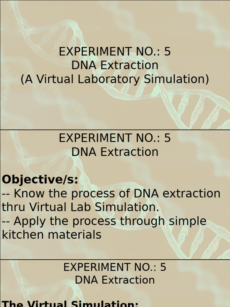 Virtual DNA Extraction Simulation Guide | PDF
