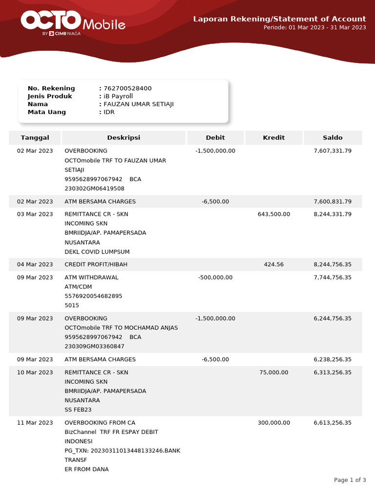 CASA Statement Mar2023 11092023171845 PDF | PDF | Payments | Retail Financial Services